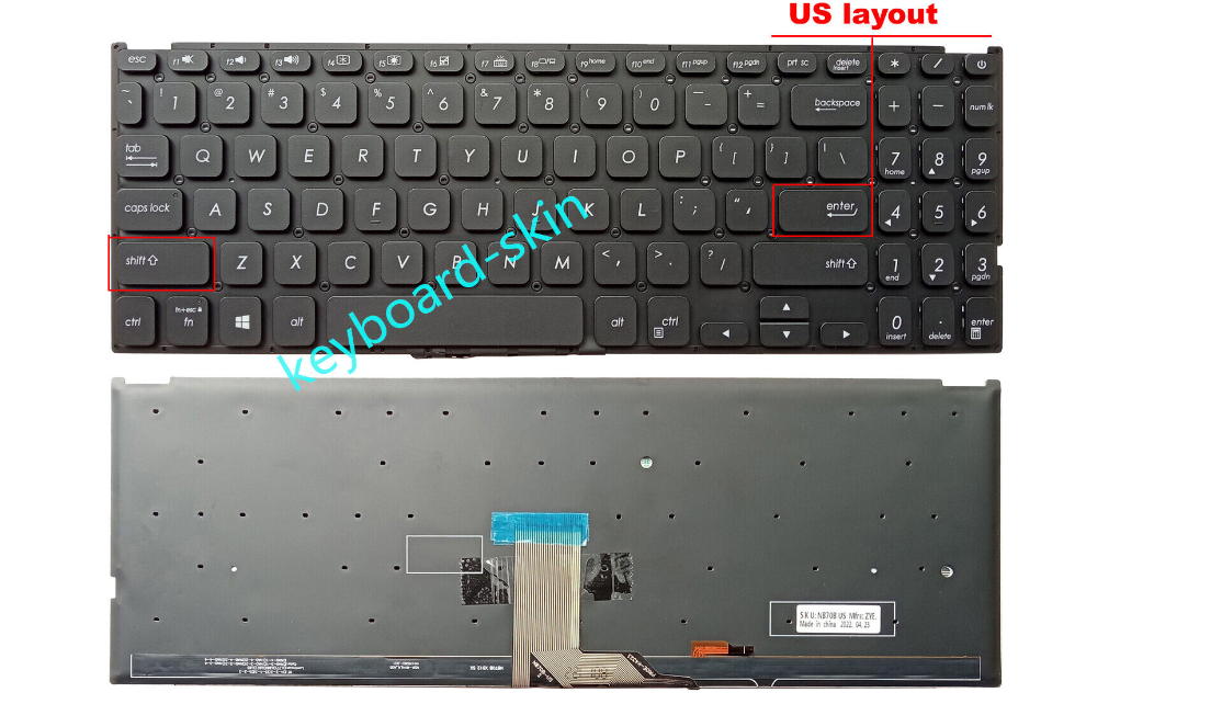 Bàn phím dùng cho laptop Asus A512 X512 đen LED