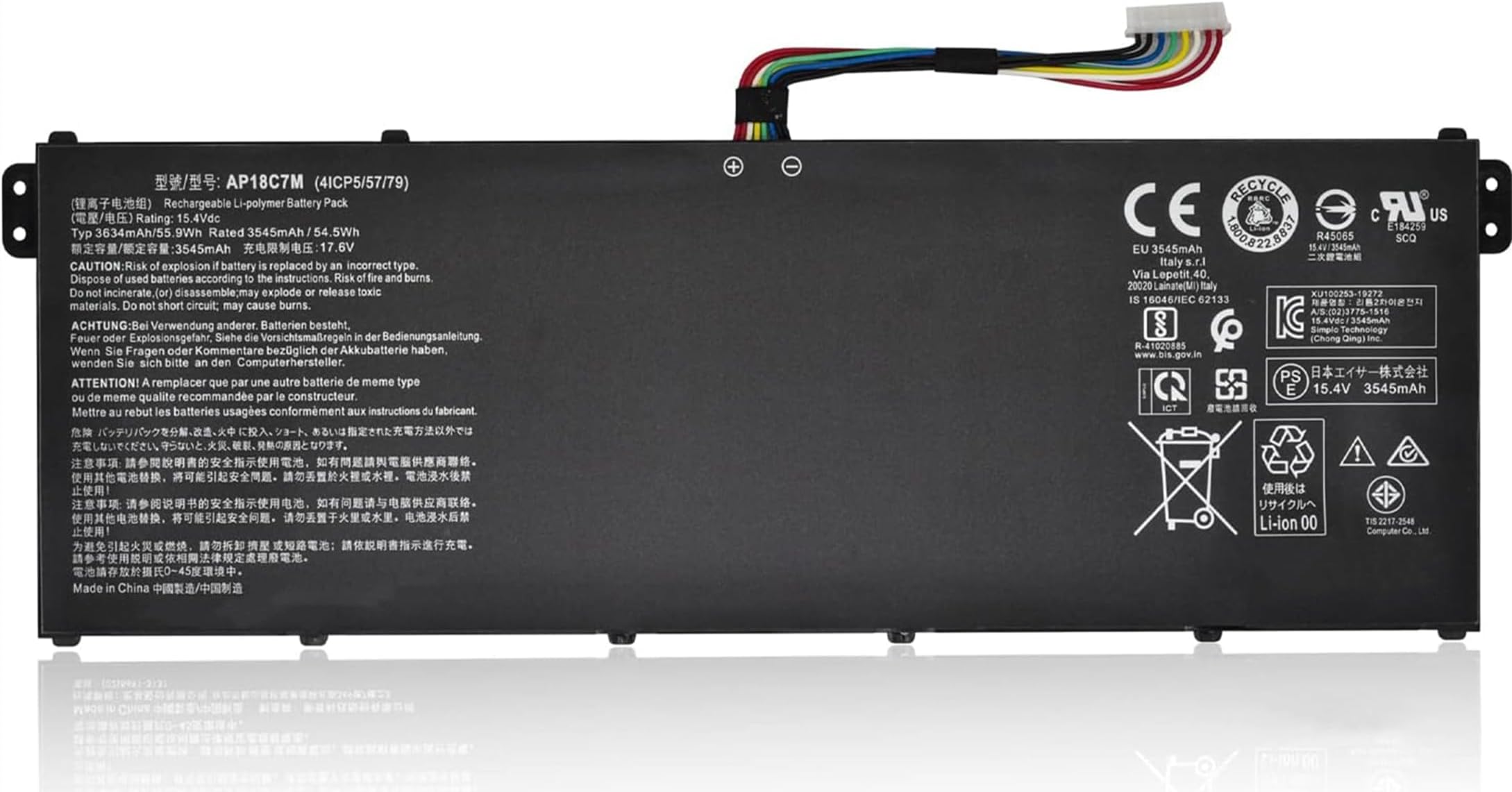 Pin dùng cho laptop Acer SF514-54GT SP513-54N-546V SF313-52 (AP18C7M) Like NEW,